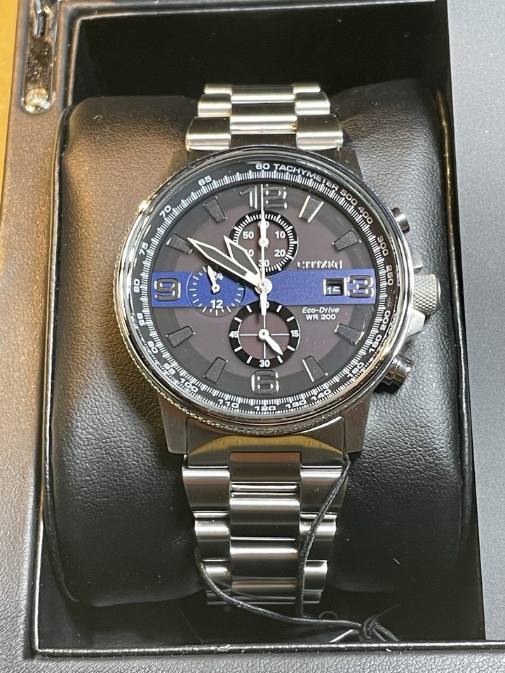 Citizen Men's Thin Blue Line Chronograph Watch 200M WR Eco Drive CA0291 ...