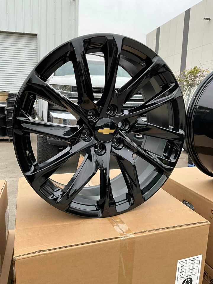 24” RIMS WHEELS TIRE TPMS GLOSS BLACK W/3053524 RT GMC CHEVY ESCALADE ...