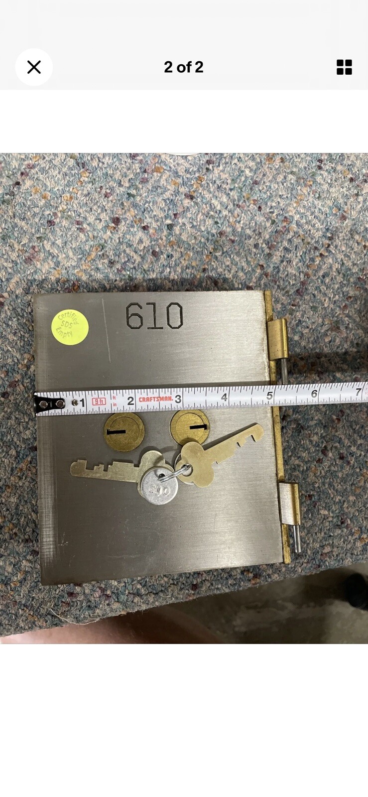 Vintage Mosler Safe Deposit Box Lock W/ 2 Keys & Hinge Safety Door ...