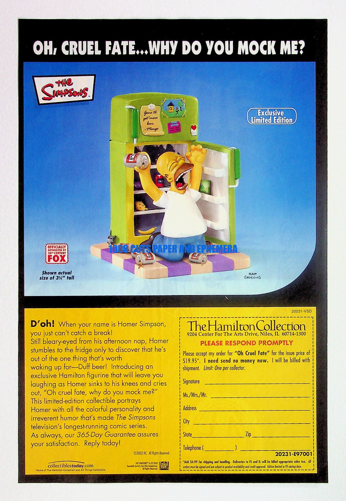 The Simpsons Statue The Hamilton Collection 2003 Print Magazine Ad ...