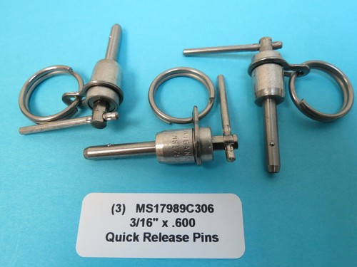 (3) MS17989C306 AVIBANK 3/16 x .600 Grip Quick Release Push/Pull Ball ...
