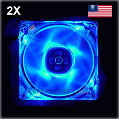 2X 120mm Computer PC Clear Case Cooling Fan With LED - Blue | eBay
