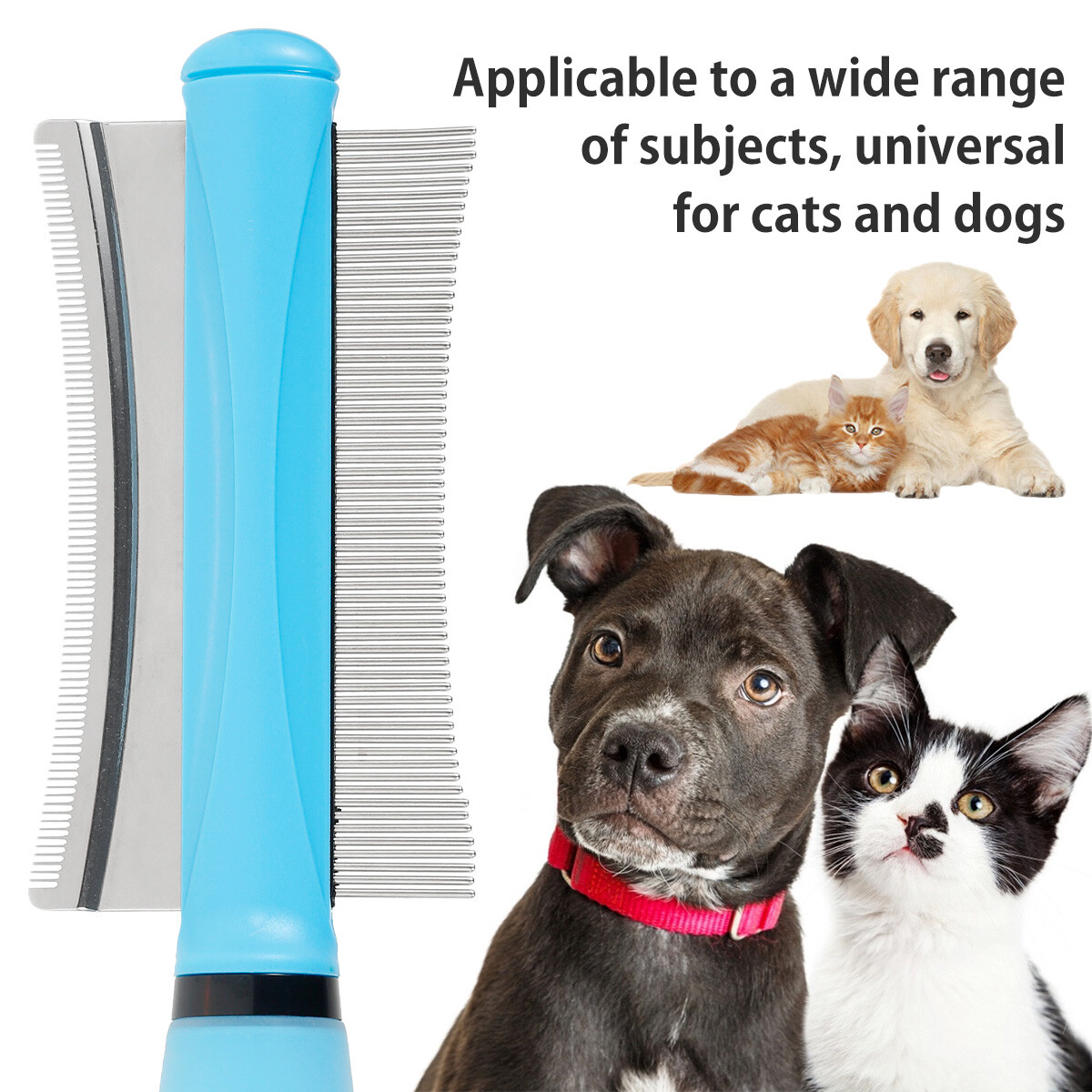 2 In 1 Pet Grooming Brush Double-Sided Pet Hair Comb with Silicone ...
