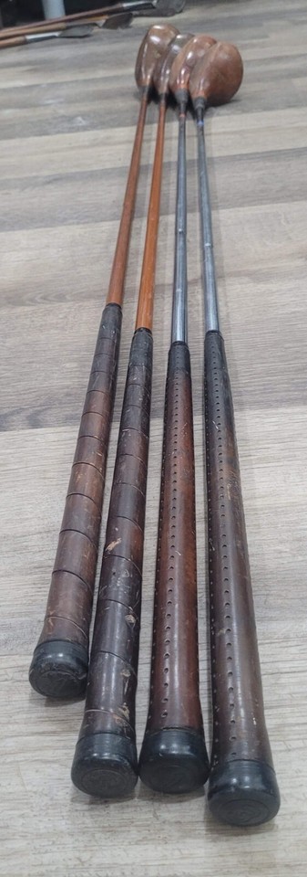 4 Antique Vintage Spalding Bobby Jones Golf Clubs Driver Brassie Spoon ...