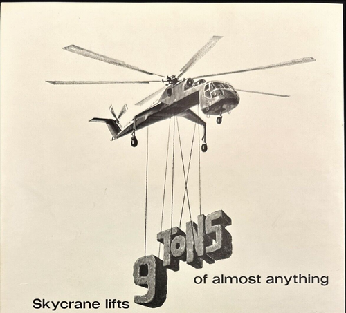 1962 Sikorsky Aircraft S-64 Skycrane Helicopter Stratford CT Vintage ...