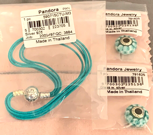 Pandora Turquoise multi-strand bracelet (20 CM) Teal lattice murano ...