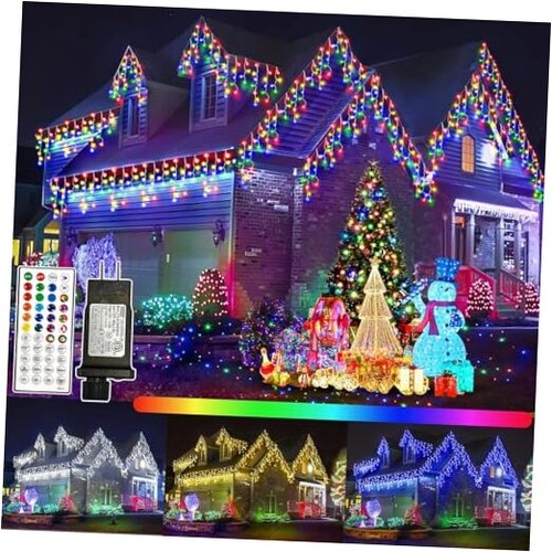 RGB Ice Lights Outdoor, 52FT 504 LED Color 52FT 504LED RGB (Red, Green ...