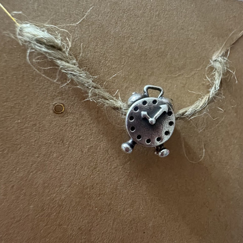 VINTAGE STERLING SILVER .925 PANDORA ALE #790449 ALARM CLOCK BEAD CHARM ...