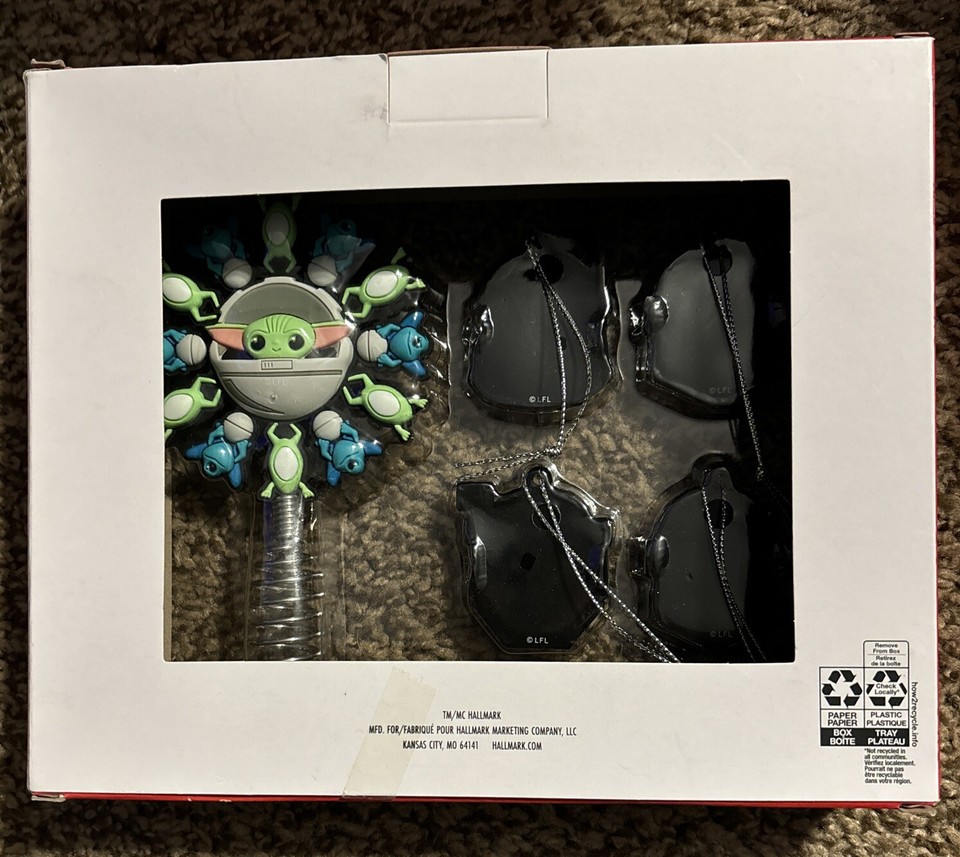 HALLMARK STAR WARS THE MANDALORIAN MINI ORNAMENT SET WITH GROGU TREE ...