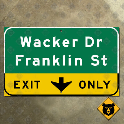 Chicago Illinois Wacker Drive Franklin Street highway exit road sign ...