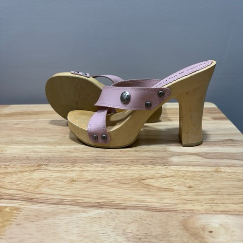 Tommy Hilfiger Sandals Womens 5 Open Toe Wooden Clog Mules Baby Pink ...