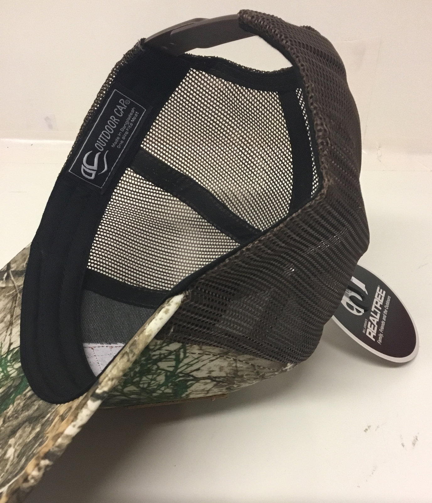 Real Tree Camp Leather Logo Badge Mesh Trucker SnapBack Hat Cap New W ...