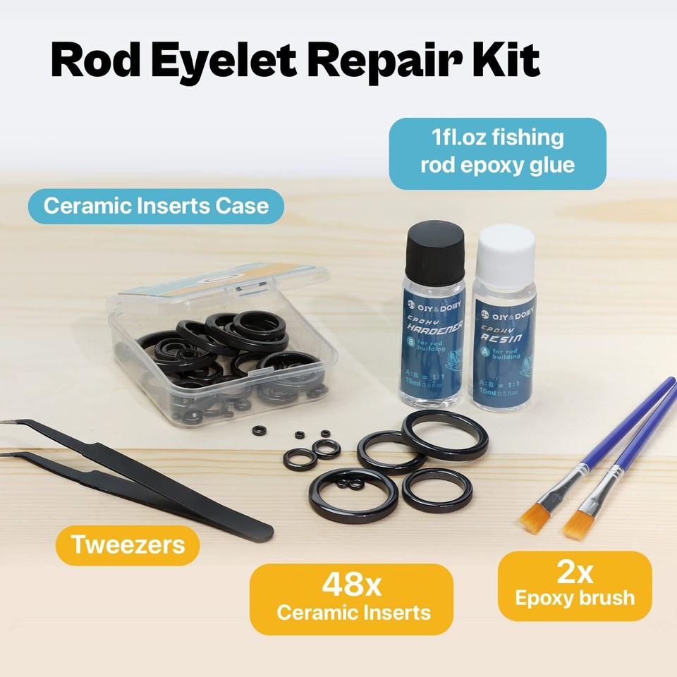 Fishing Rod Repair Kit, Ceramic Eyelet Inserts Kit with Fishing Rod ...