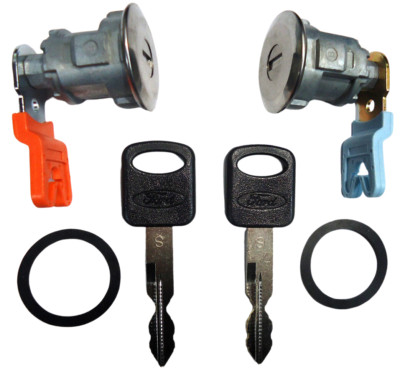 2 New Door Lock Cylinders For Ford Vehicles with 2 Matching FORD Keys ...