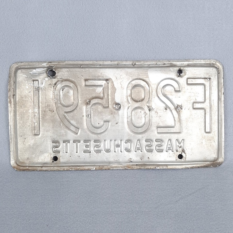 Vintage 80s Massachusetts License Plates F28-591 Red on White | eBay