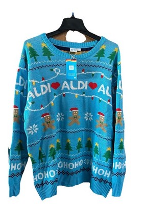 Holiday Christmas Ugly Sweater 2024 Aldi Gear Logo Unisex L Gingerbread ...