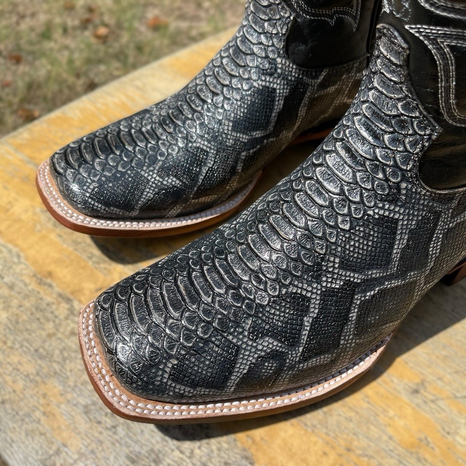 Men’s Python Snake Skin Cowboy Boots. Square Toe Western Boots. Bota ...