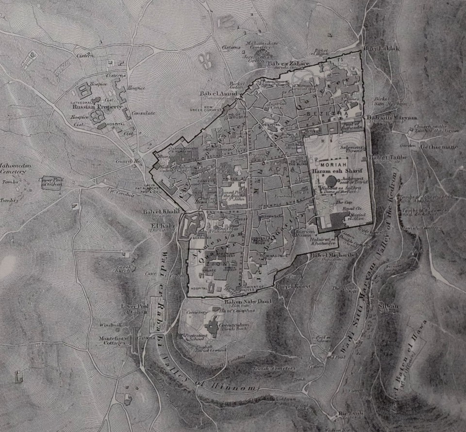1891 ANTIQUE MAP ~ PALESTINE DECAPOLIS JERUSALEM ENVIRONS SAMARIA ...