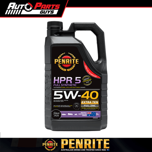 Penrite HPR 5 5W-40 Full Synthetic Engine Oil 5L Australian Made ...