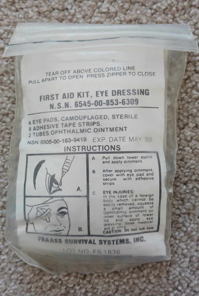 US Military Individual First Aid Kit, Olive Drab Green Complete ...