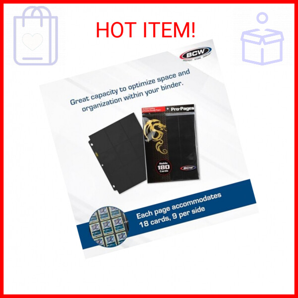 BCW Double-Sided 9-Pocket Pages Holder - 10 Black Pages | Trading Card ...