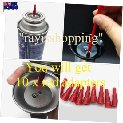 10 x Red Butane Camping Gas Adapters Adaptors, Suit Lighter Refills ...