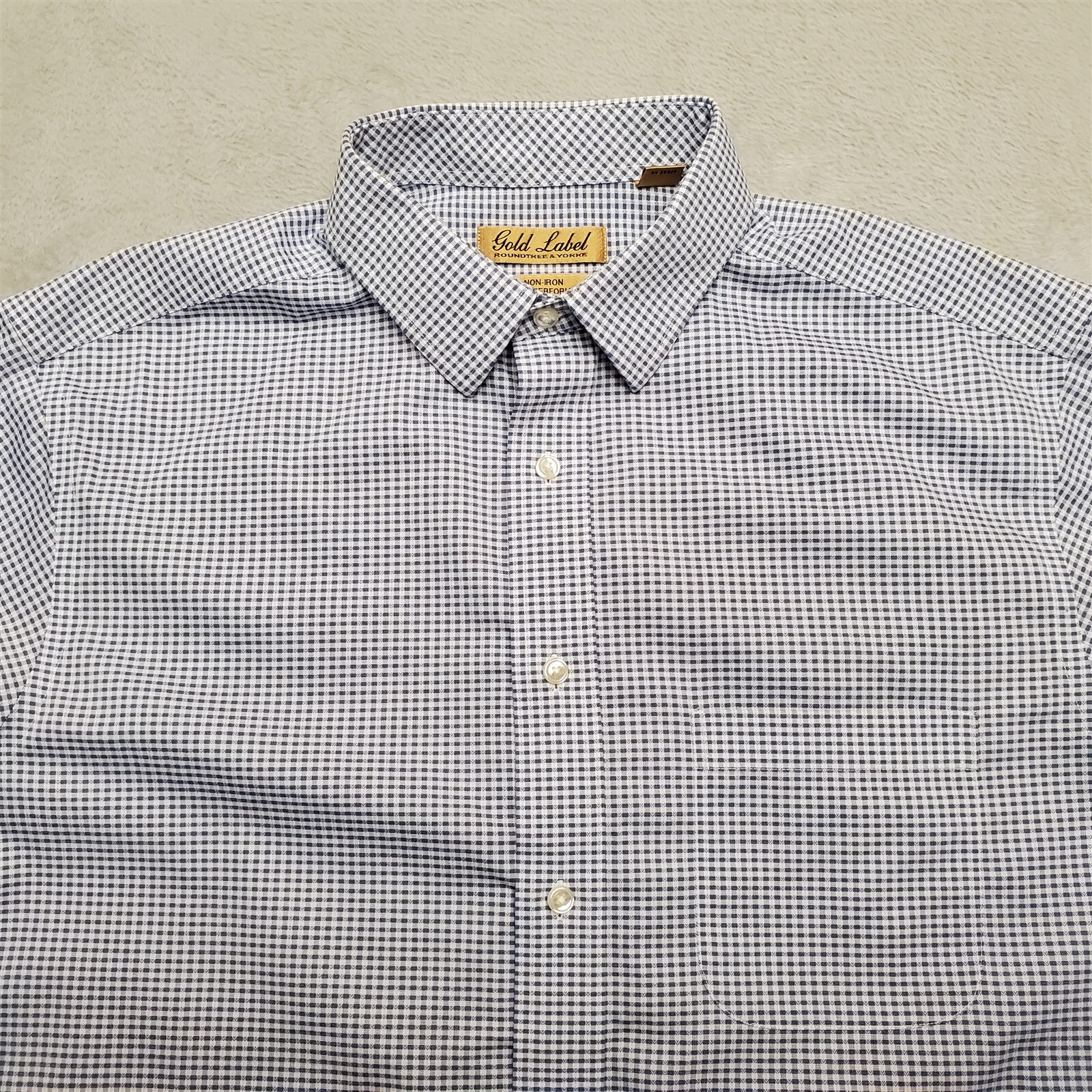 Gold Label Shirt Mens Large Blue Textured Check Non Iron Perfect ...
