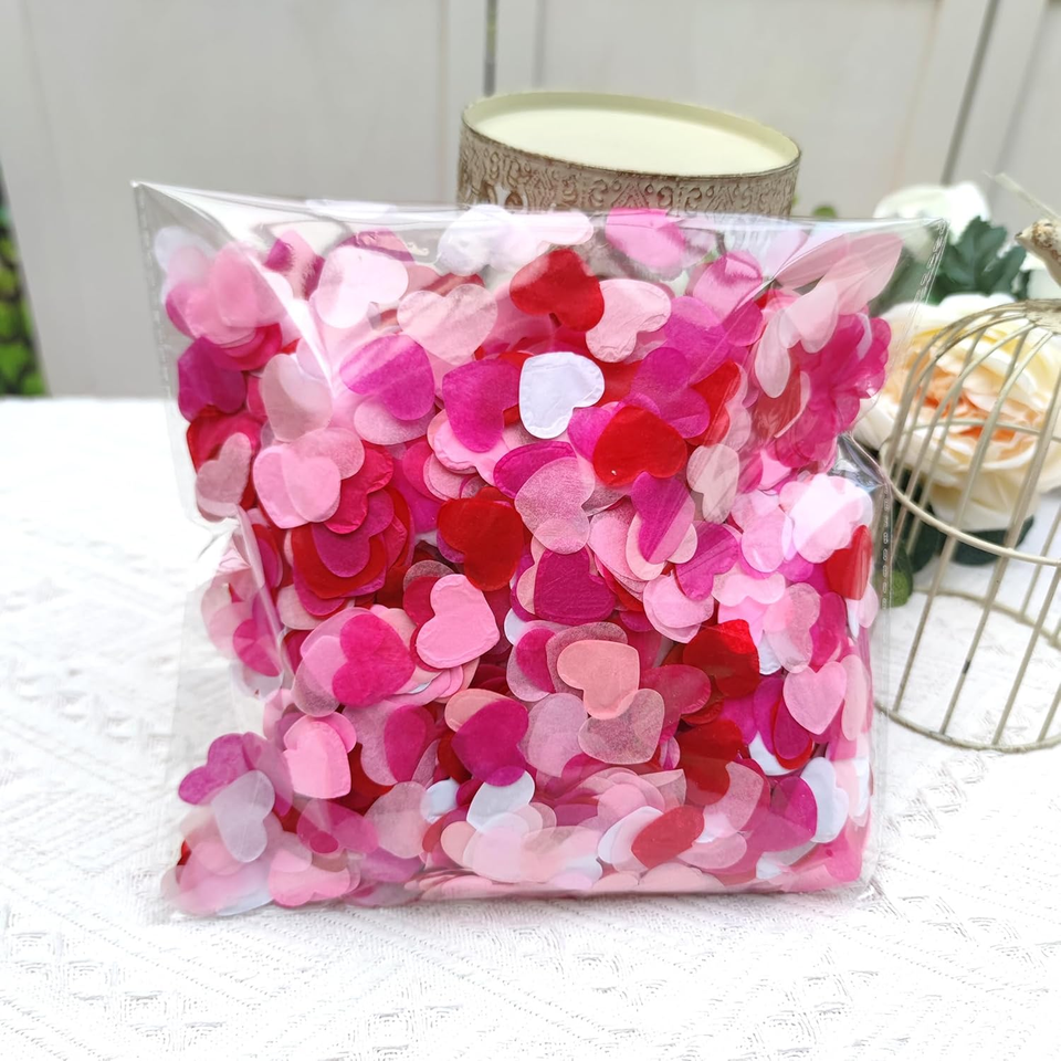 1 Inch White Pinks Red Tissue Paper Heart Confetti Wedding Reception ...