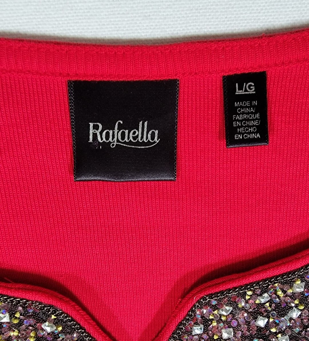 Rafaella Top Adult Size Large to XL Brick Red Decorative Front Womens ...