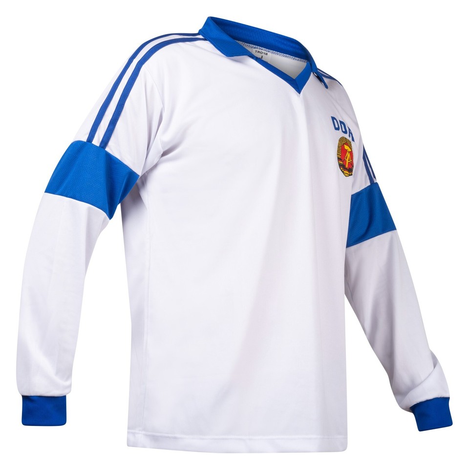 East Germany DDR Long Sleeve Football Jersey Sport Retro Vintage White ...