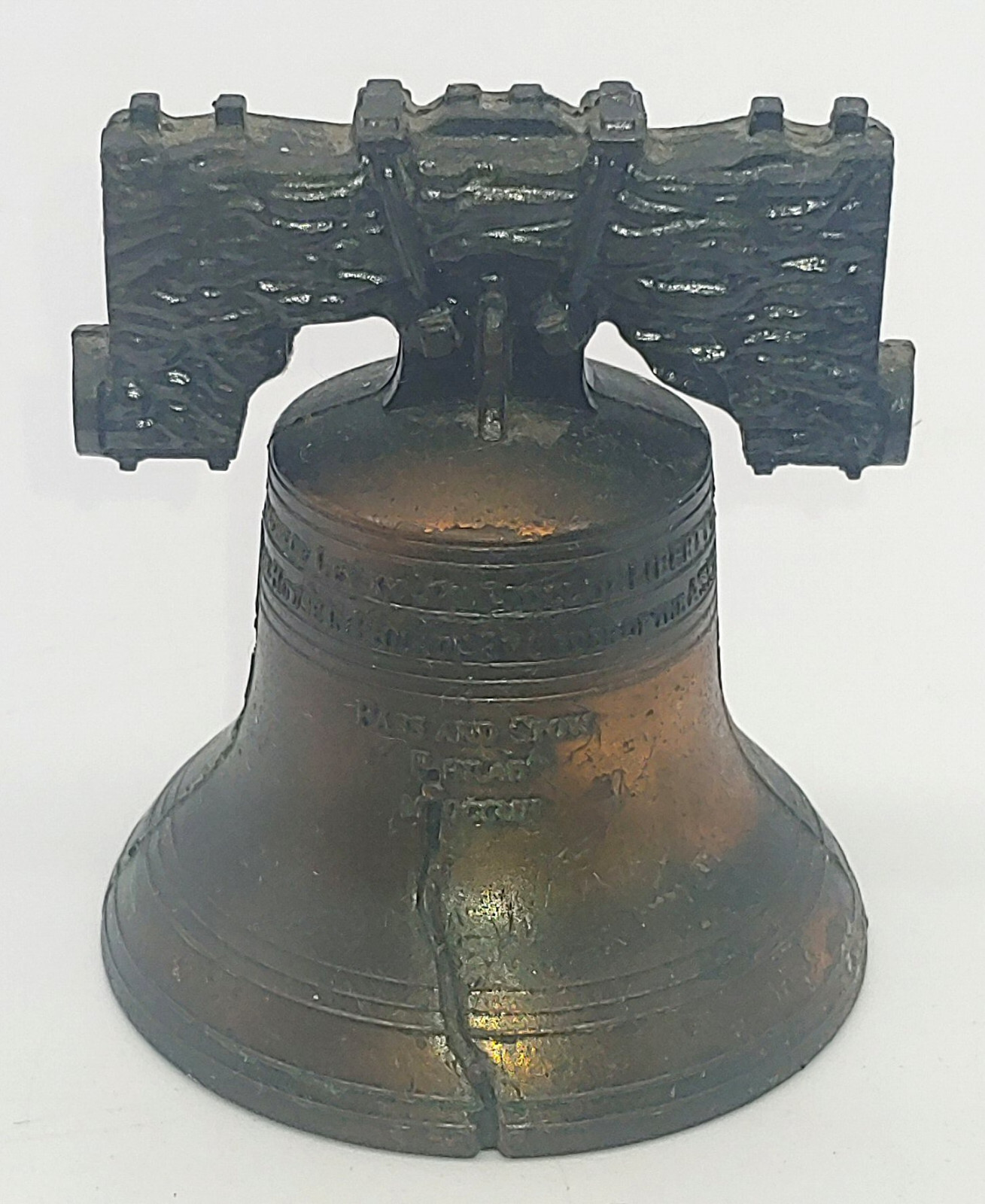 Vintage Miniature Replica Liberty Bell and Flag Bison Metal Bell Ringer ...