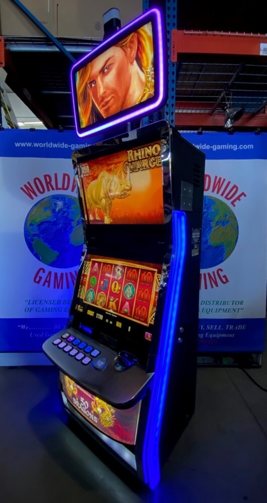 Aristocrat Mark VII Viridian Widescreen Rhino Charge Video Slot Machine ...