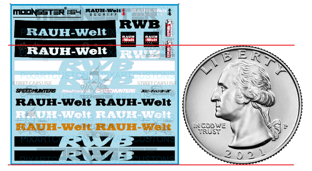 RAUH-Welt RWB White Toner 1/64 Water Slide Decal Set For Hot Wheels | eBay