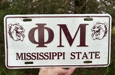 Vintage MISSISSIPPI STATE UNIVERSITY Bulldogs Phi Mu booster license ...