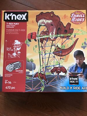 K'nex Thrill Rides New T-Rex Fury Roller Coaster Building Set 473 ...