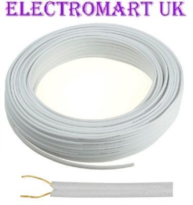 BELL WIRE FLAT 2 CORE SOLID COPPER FLEXIBLE DOORBELL INTERCOM PHONE ...