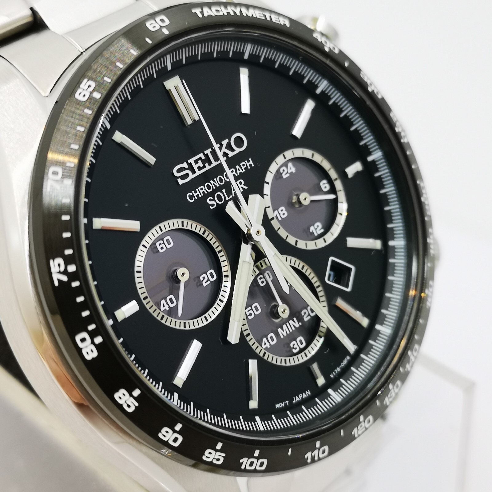 SEIKO SEIKO SELECTION SBPY167 Black Solar Chronograph Men's Watch New ...