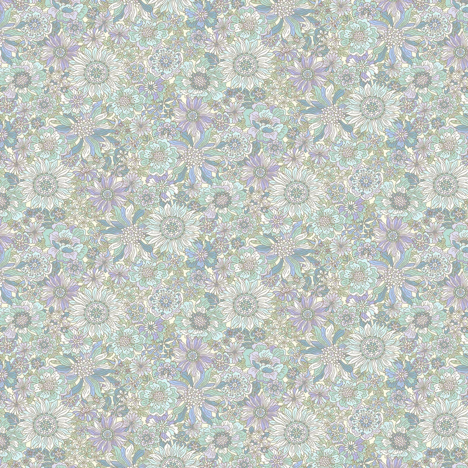 Mint & Lavender Floral - Yoihana - Cosmo Cotton Broadcloth Fabric | eBay