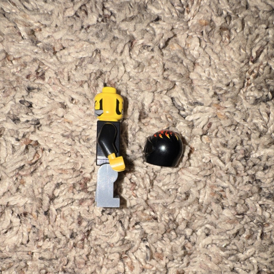 LEGO Minifigure with Flame Skull Torso, Black Flame Helmet, and Angry ...