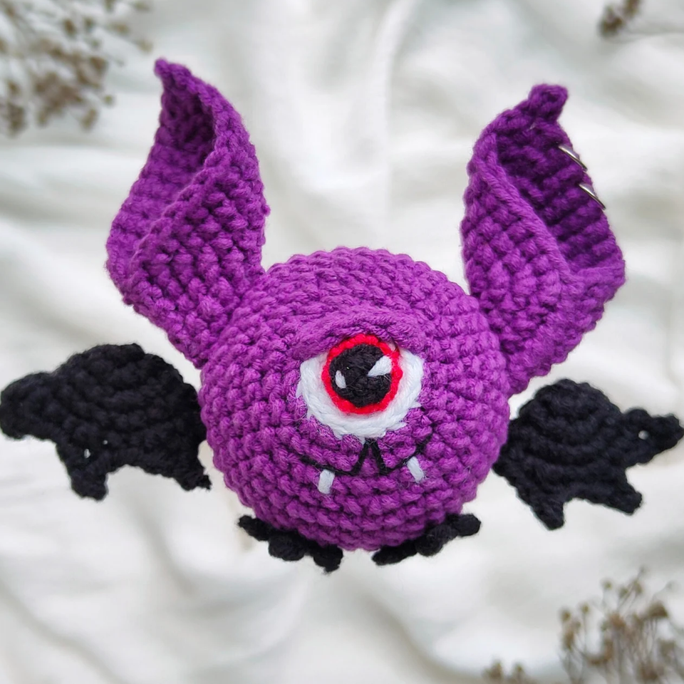 Purple One Eyed Bat Amigurumi, Scary Crochet Monster Plush for ...