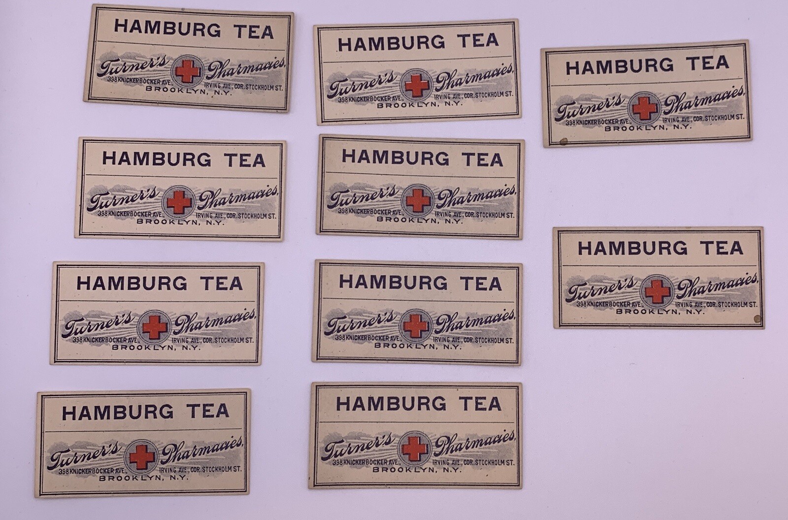 VINTAGE HAMBURG TEA LABELS BROOKLYN NEW YORK PHARMACY | eBay