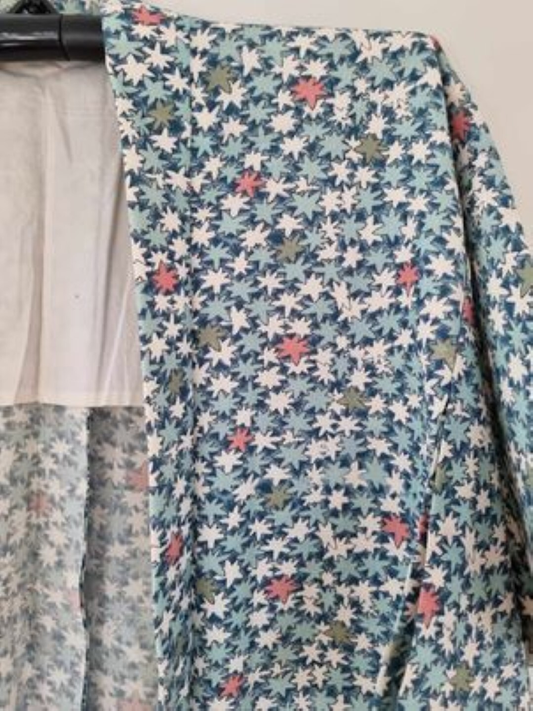 FAB BLUE REPEAT LEAF PATTERNED VINTAGE JAPANESE HAORI (KIMONO JACKET) | eBay