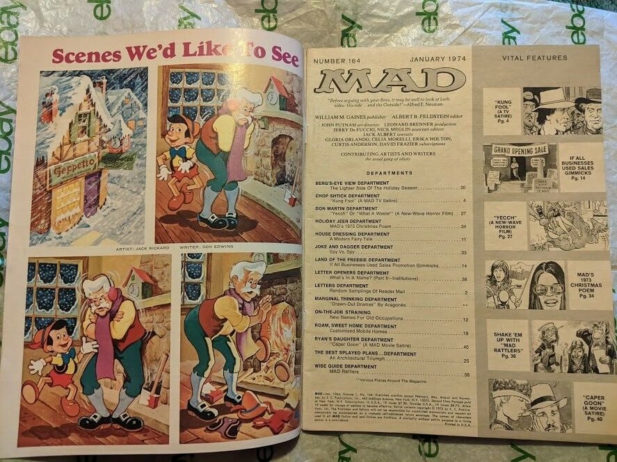 Mad Magazine #164 Jan.1974 EC Comics Kung Fu Paper Moon spoofs | eBay