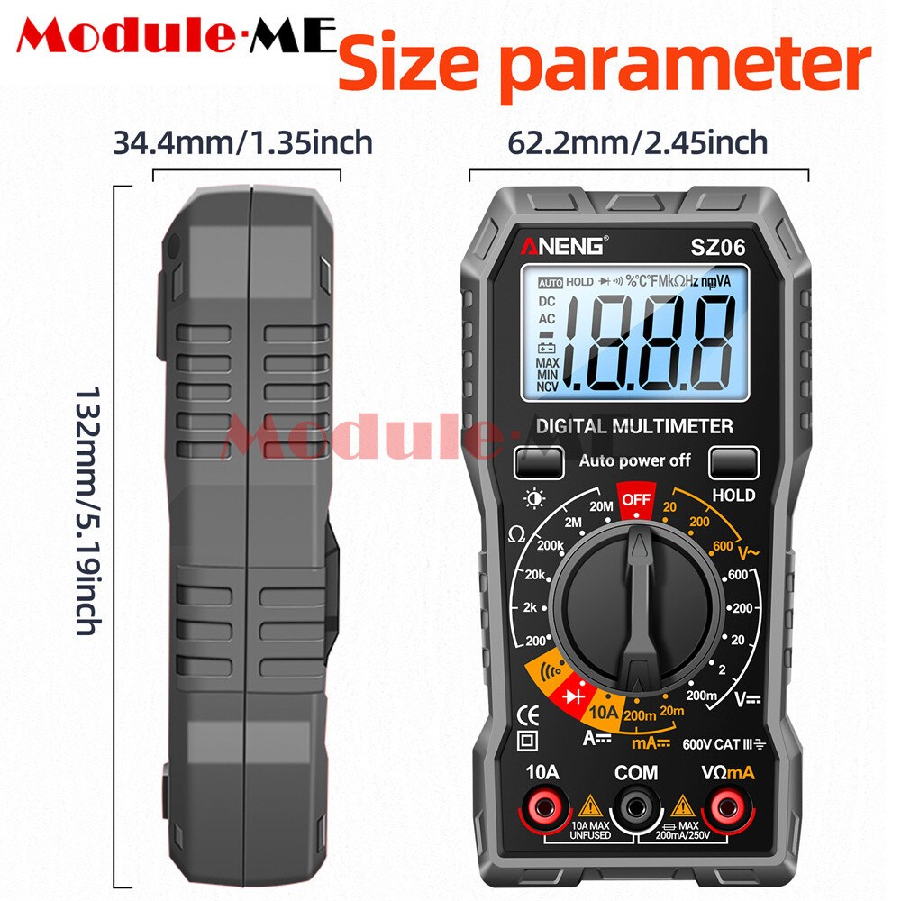 ANENG LCD Digital Multimeter Voltmeter 2000 Count AC/DC Ammeter ...
