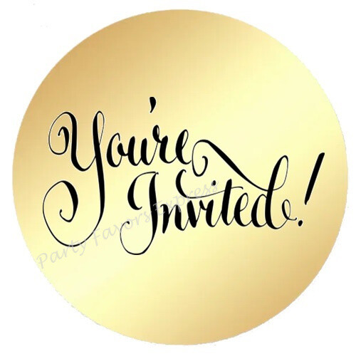 YOU'RE INVITED WEDDING GOLD FOIL ENVELOPE SEALS LABELS STICKERS PARTY ...