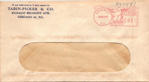 Tabin-Picker Co Cover Chicago IL Postmark Permit 152430 1949 | eBay