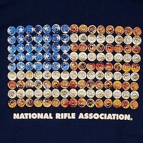 NRA Dark Blue w/Bullet Shell Flag Graphic on Back by Gildan Cotton T ...
