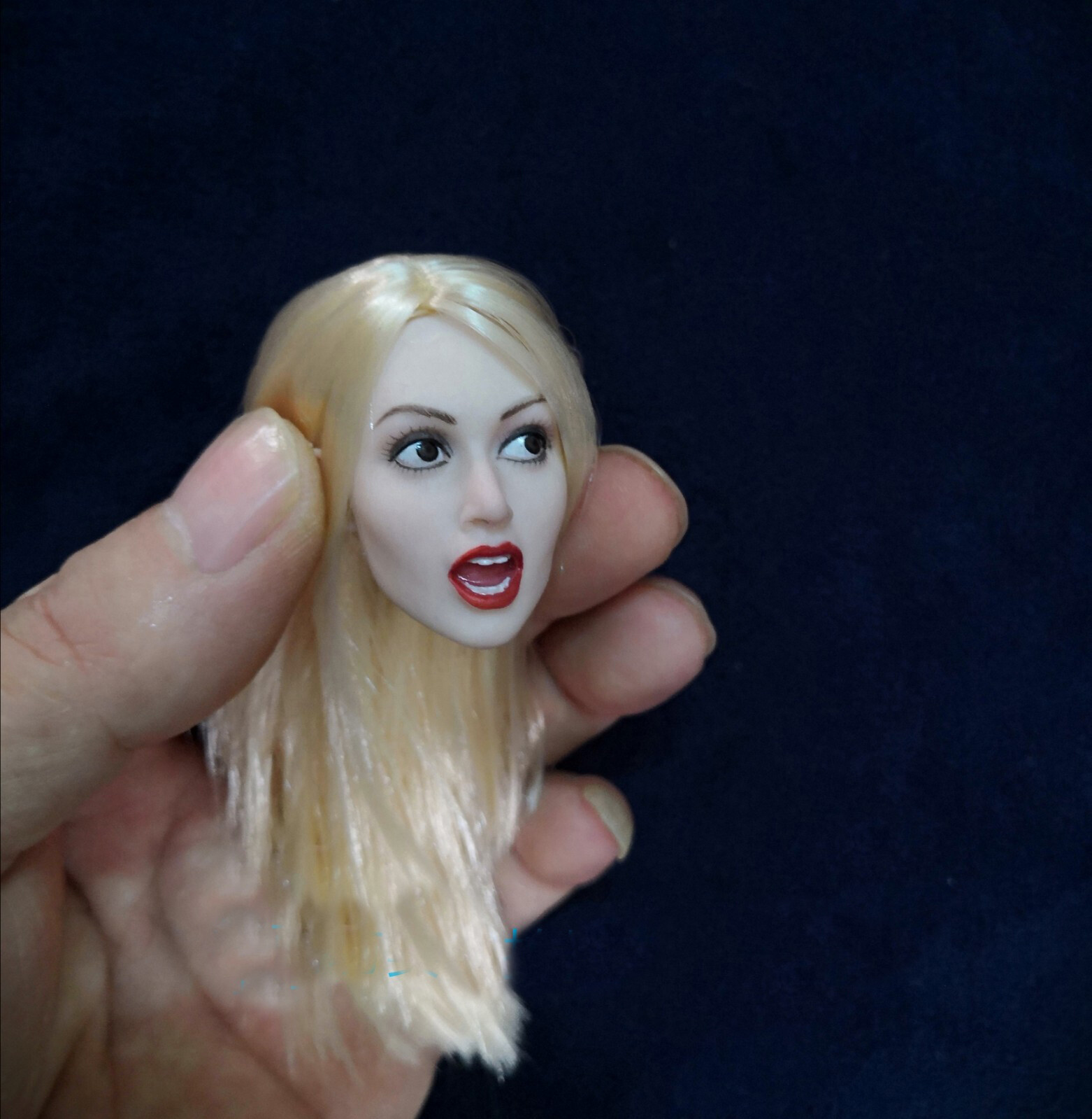 1/6 Female Head Blonde Hair PVC Head Carved Sculpt Fit 12''PH Action ...
