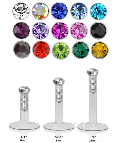 2pcs. 16G Bio flex Push-In 2mm Gem Top Lip Labret Monroe Tragus Stud | eBay