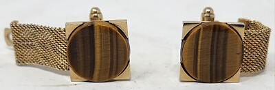 Gold Tone Wrap Around Cufflinks Round Tiger's Eye by Swank Cuff Links ...